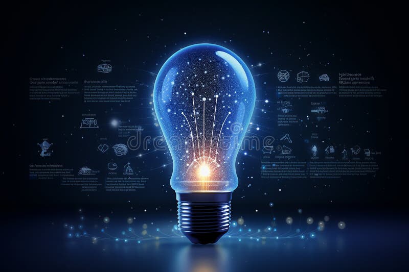 Light Bulb, Infographic Light Bulb with Huge Amount of Astronomical ...