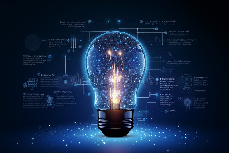 Light Bulb, Infographic Light Bulb with Huge Amount of Astronomical ...