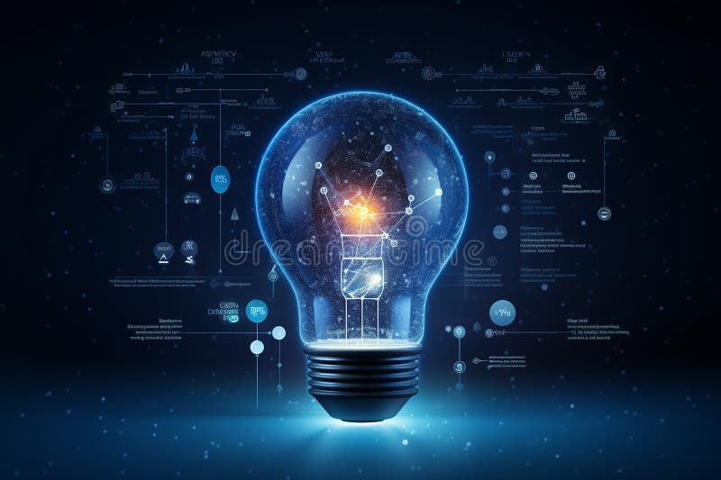 Light Bulb, Infographic Light Bulb with Huge Amount of Astronomical ...