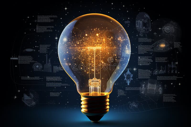 Light Bulb, Infographic Light Bulb with Huge Amount of Astronomical ...