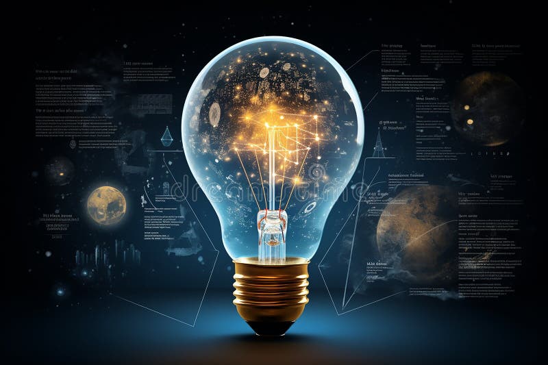 Light Bulb, Infographic Light Bulb with Huge Amount of Astronomical ...