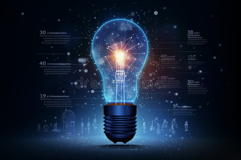 Light Bulb, Infographic Light Bulb with Huge Amount of Astronomical ...