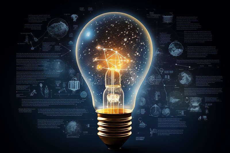 Light Bulb, Infographic Light Bulb with Huge Amount of Astronomical ...