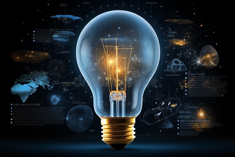Light Bulb, Infographic Light Bulb with Huge Amount of Astronomical ...