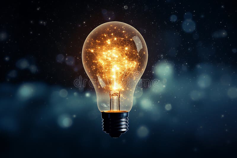 Light Bulb, Infographic Light Bulb with Huge Amount of Astronomical ...