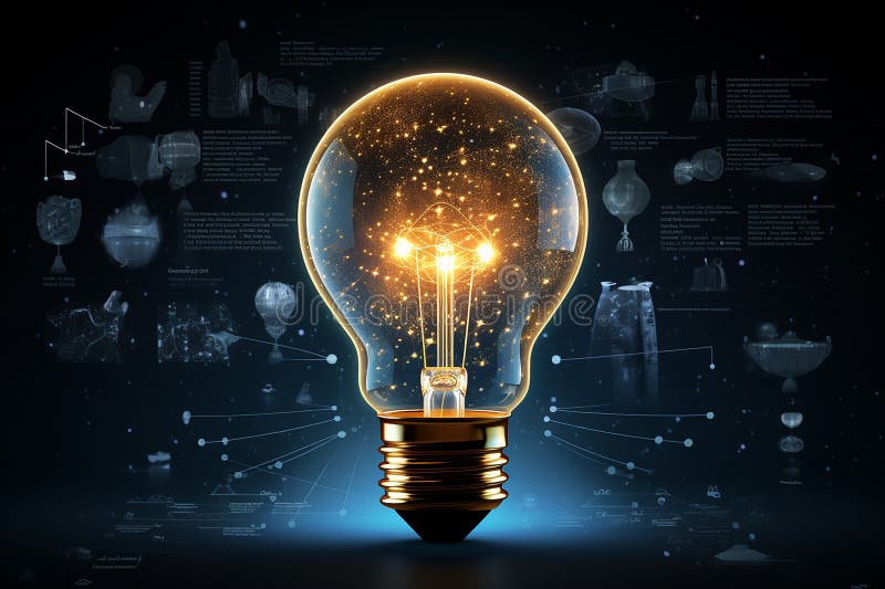 Light Bulb, Infographic Light Bulb with Huge Amount of Astronomical ...