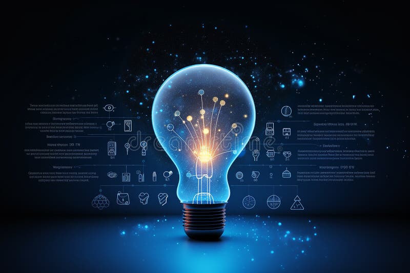 Light Bulb, Infographic Light Bulb with Huge Amount of Astronomical ...