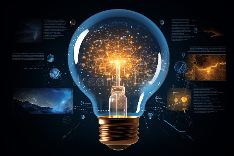 Light Bulb, Infographic Light Bulb with Huge Amount of Astronomical ...
