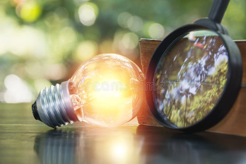 A Light Bulb for Innovation and Creative Concept on Nature Background ...