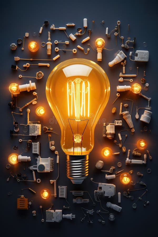 Light Bulb Innovation and Creativity Concept, Electric Lightbulb ...