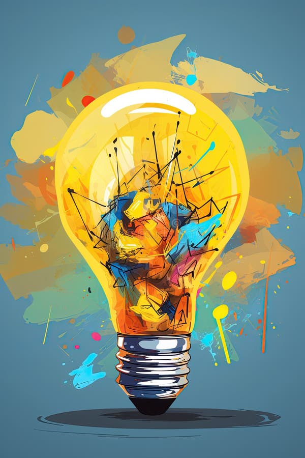 Light Bulb Doodle Drawn on Sticky Note Inside a Cup of Coffee at the ...