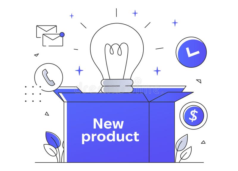 Light Bulb Inside Cardboard Box Symbolizing New Product. Launching ...