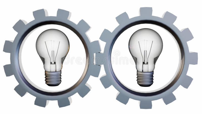 A Light Bulb Inside of a Metal Cog Wheel Gear Stock Illustration ...