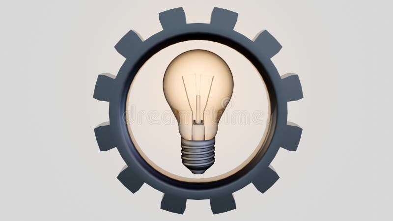 A Light Bulb Inside of a Metal Cog Wheel Gear Stock Illustration ...