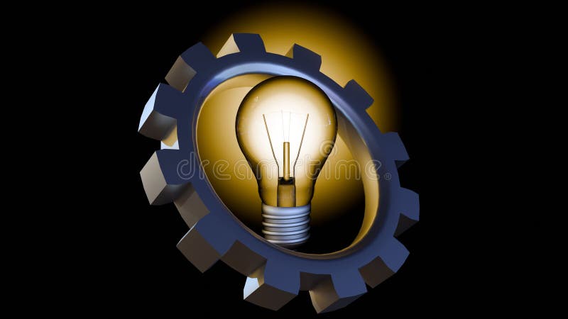 A Light Bulb Inside of a Metal Cog Wheel Gear Stock Illustration ...