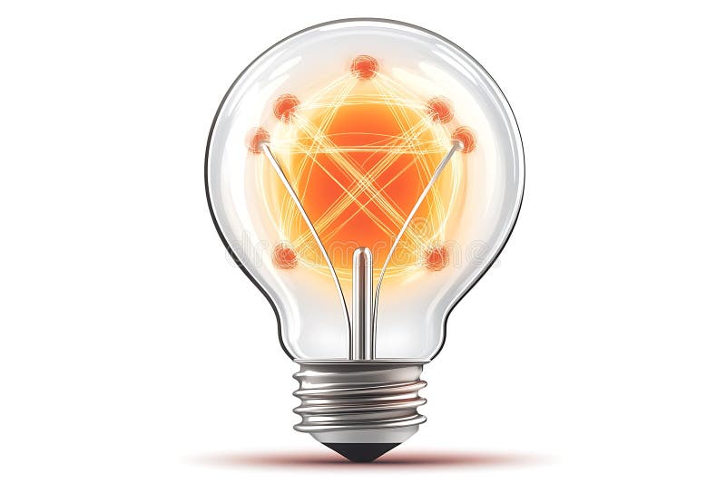 Light Bulb with Interconnected Nodes Network Web Idea Collaboration ...