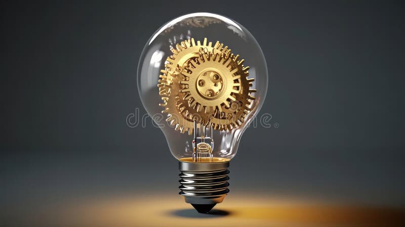 A Light Bulb with Interlocking Gears Inside, Symbolizing Innovation and ...