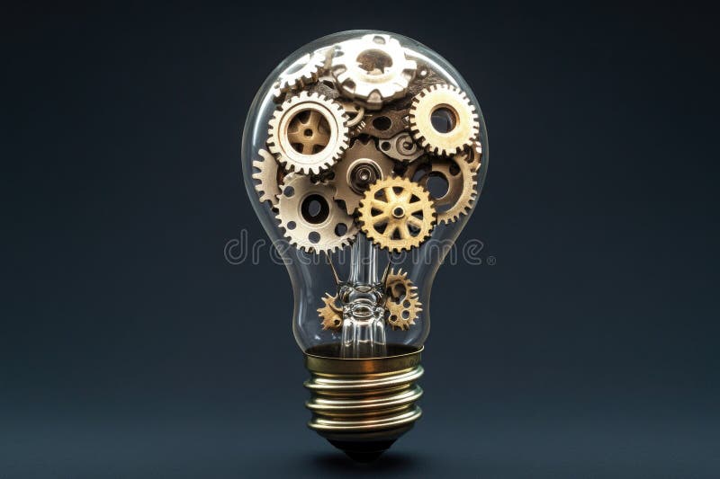 Gear-Powered Light Bulb stock photo. Image of innovation - 385630882