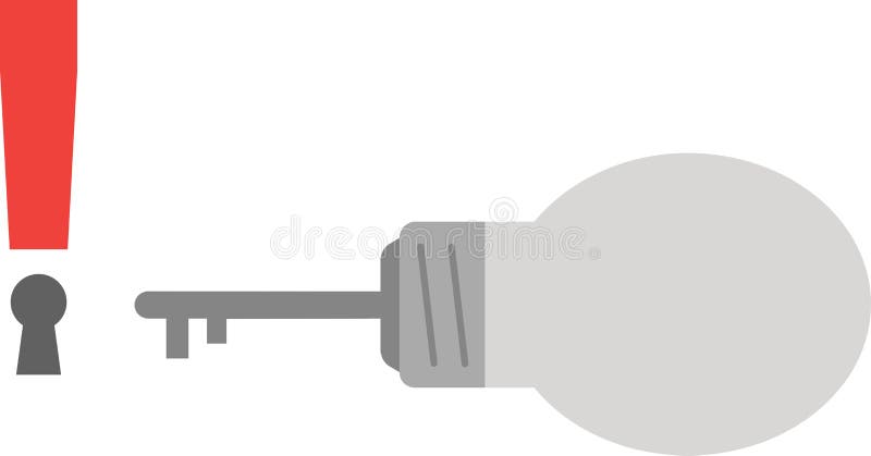 Light Bulb with Key and Exclamation Mark Keyhole Stock Vector ...