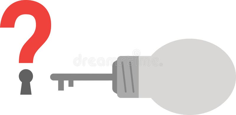 Light Bulb with Key and Question Mark Keyhole Stock Vector ...