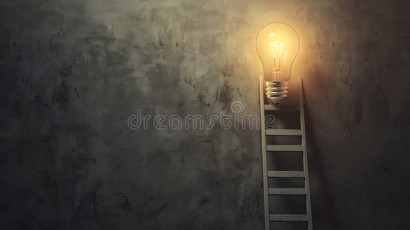 Light Bulb with Ladder Symbolizing Idea-driven Growth. Stock ...