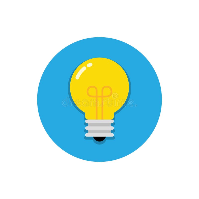 Light Bulb, Lamp Flat Icon on Blue Circle Stock Vector - Illustration ...