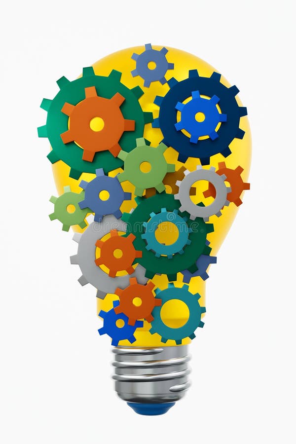 Light Bulb Lamp with Gear and Cog Work Together, Idea and Innovation ...