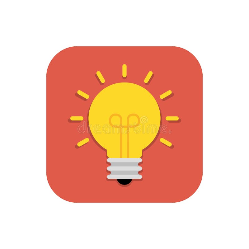 Light Bulb, Lamp Icon on Square Background Stock Vector - Illustration ...
