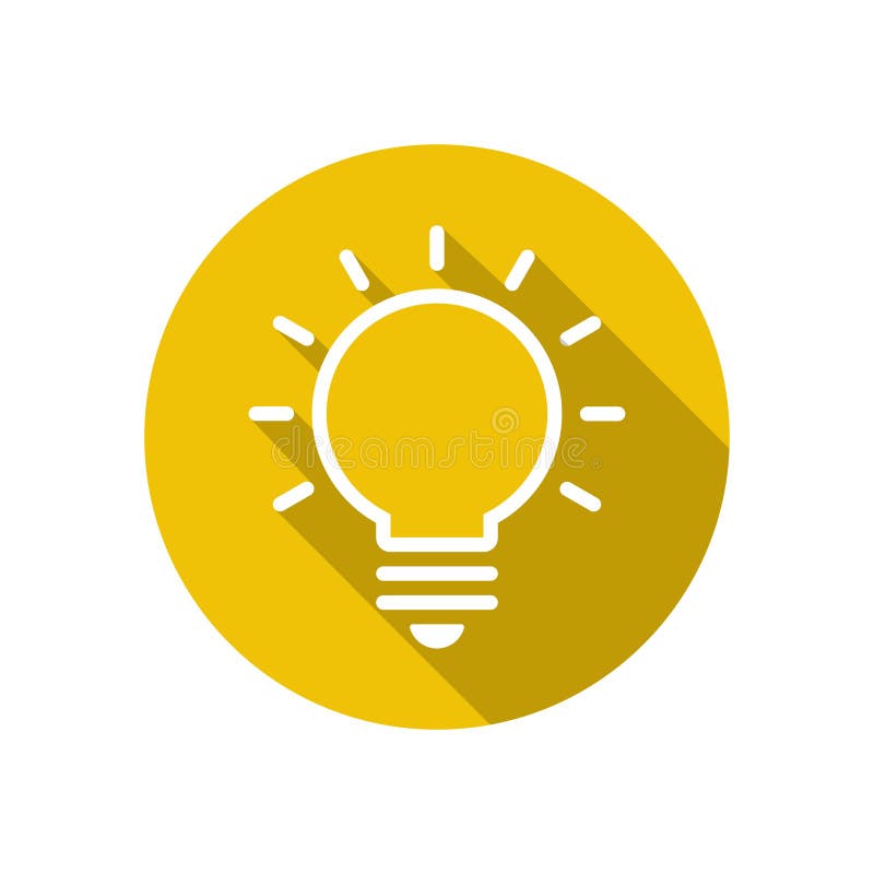 Light Bulb, Lamp Line Icon with Long Shadow Stock Illustration ...
