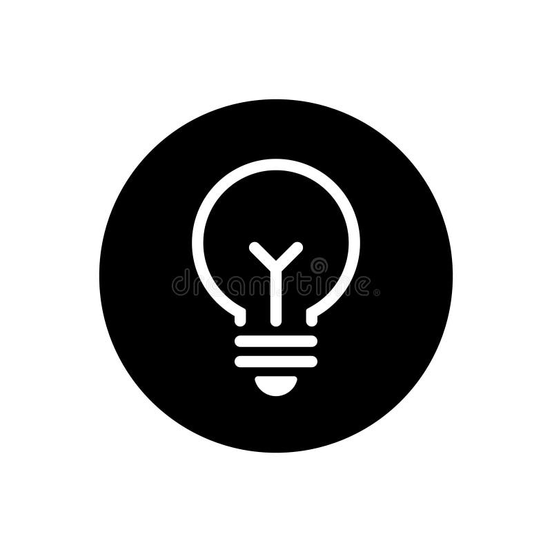 Light Bulb, Lamp Outline Icon Isolated on Black Circle Stock Vector ...