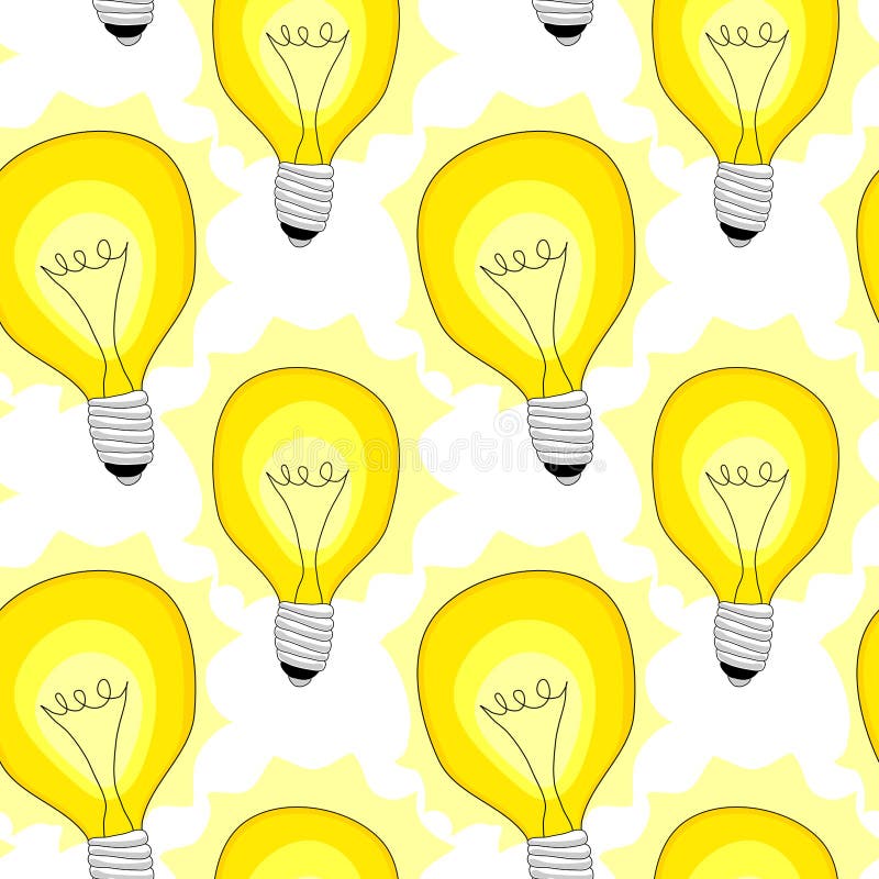 Light Bulb Lamps Seamless Pattern Background Stock Illustration ...