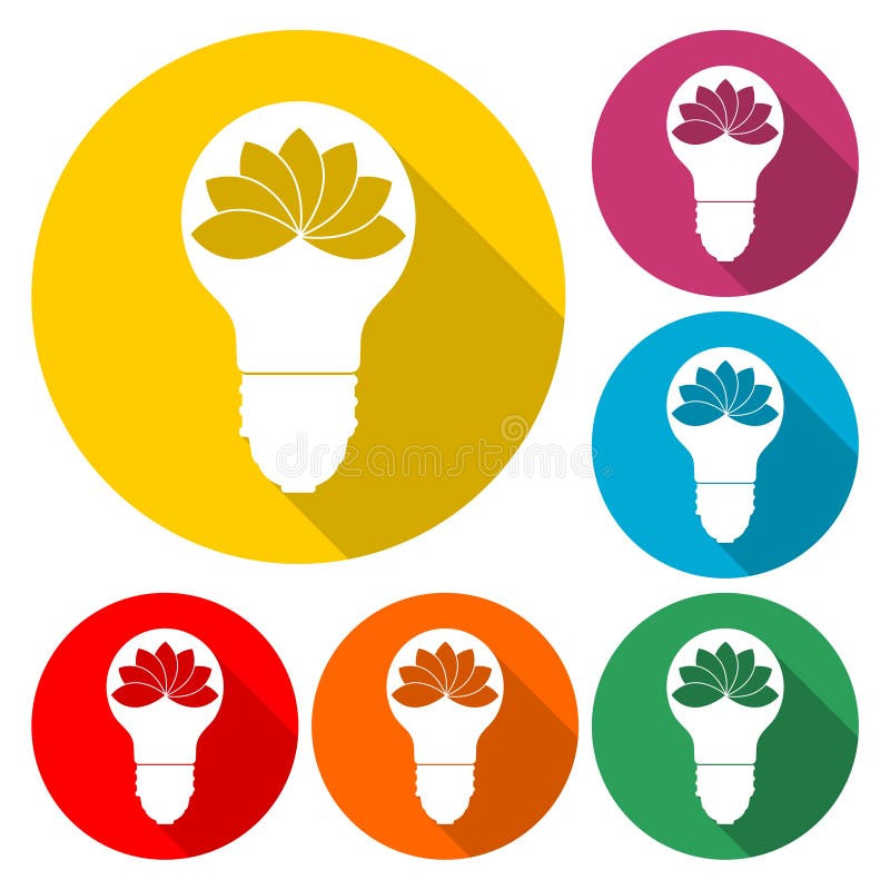 Light Bulb with Leaf Icon Isolated with Long Shadow Stock Vector ...
