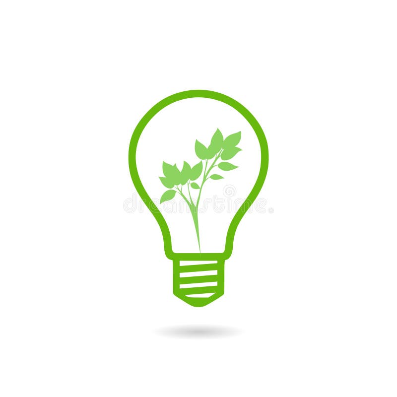 Light Bulb with Leaf Icon with Shadow Stock Vector - Illustration of ...