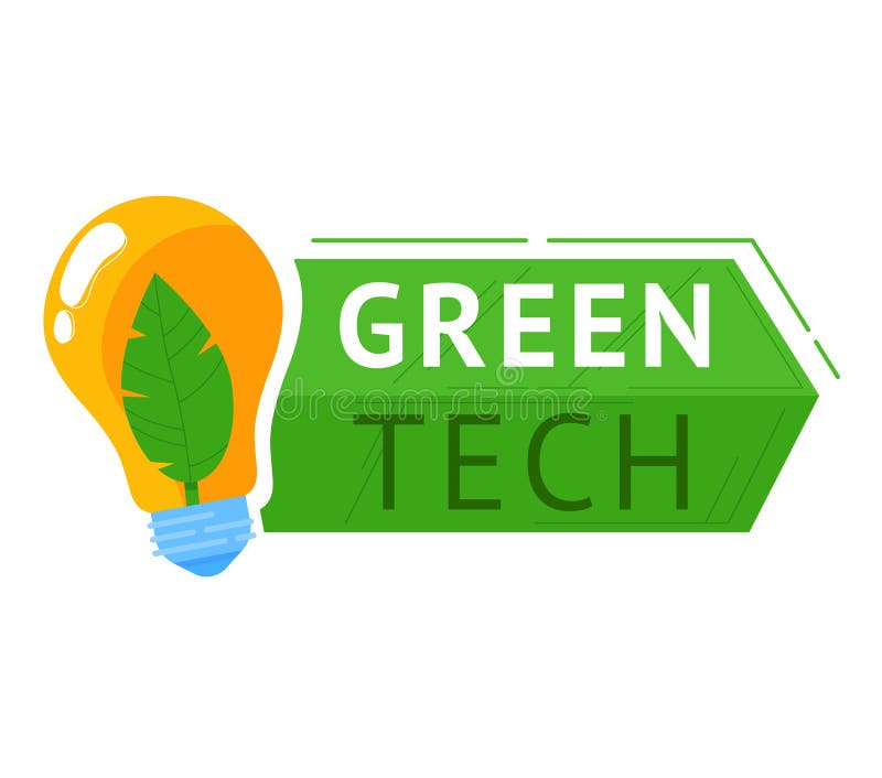 Light Bulb with Leaf Inside Tag Labeled Green Tech. Environmental ...