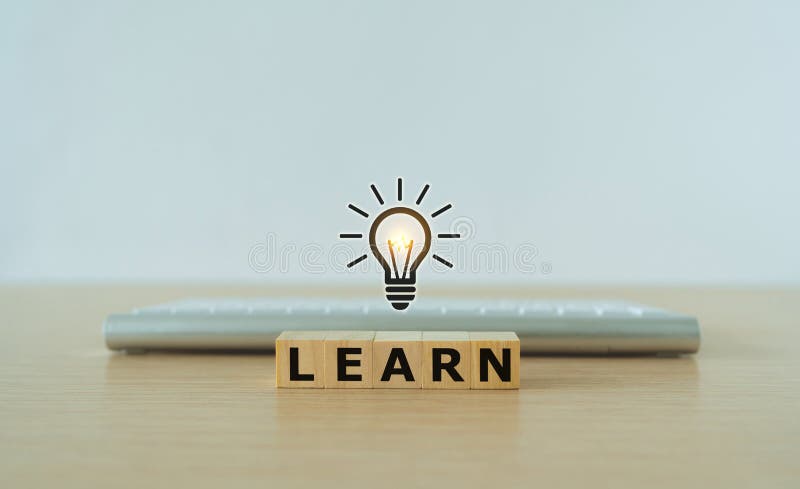 Light Bulb with LEARN. Success Idea Business Learning and Knowledge ...