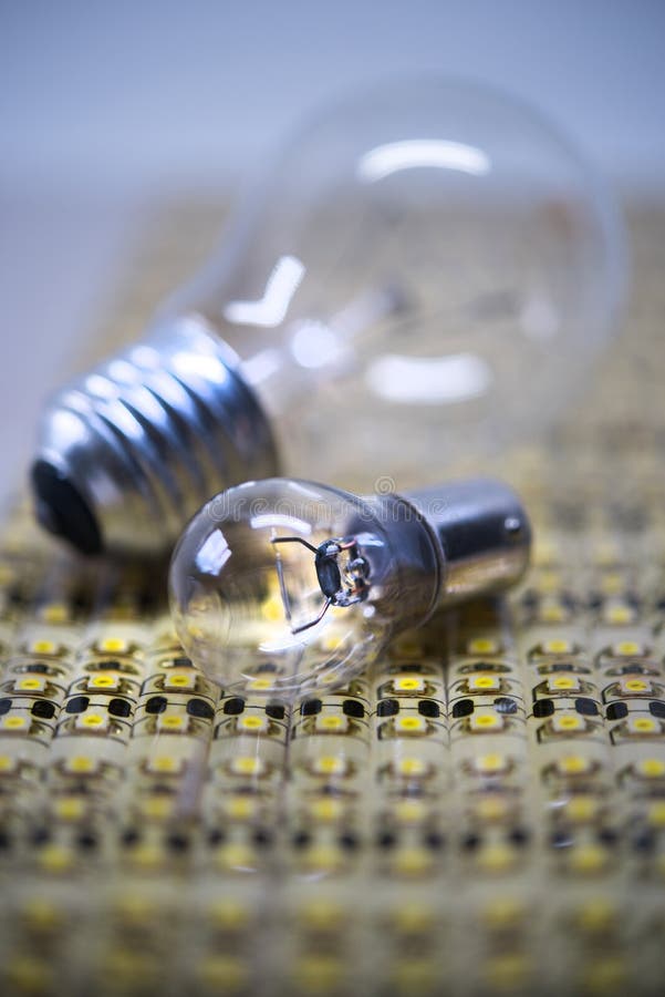 Light Bulb and Led, Electric Power Stock Image - Image of illuminated ...