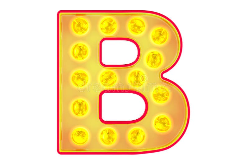 Light Bulb Letter B, Glowing Retro Font. 3D Rendering Stock ...