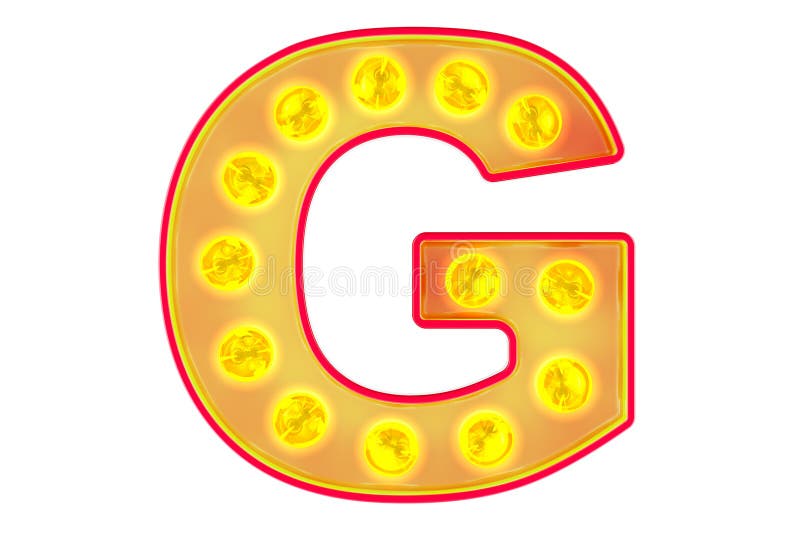 Light Bulb Letter G, Glowing Retro Font. 3D Rendering Stock ...