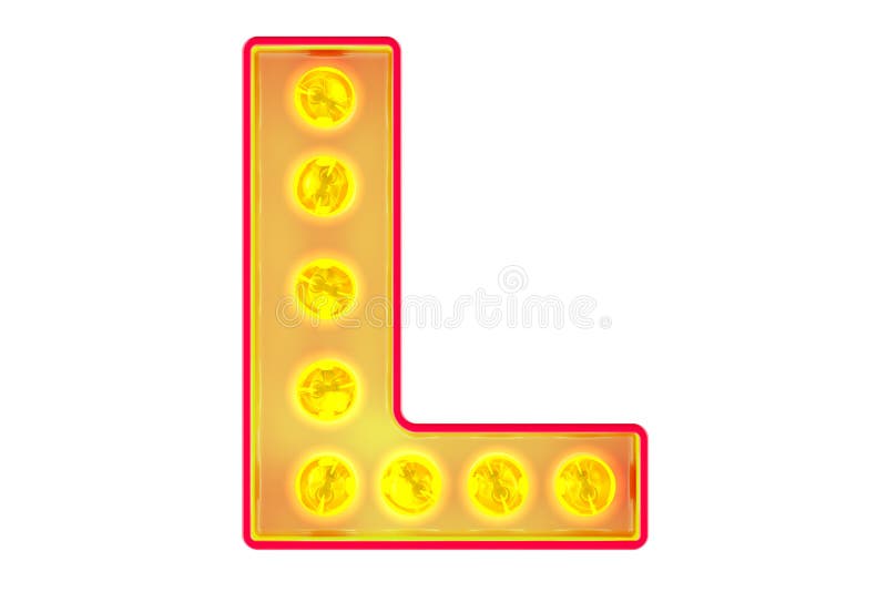 Light Bulb Letter L, Glowing Retro Font. 3D Rendering Stock ...