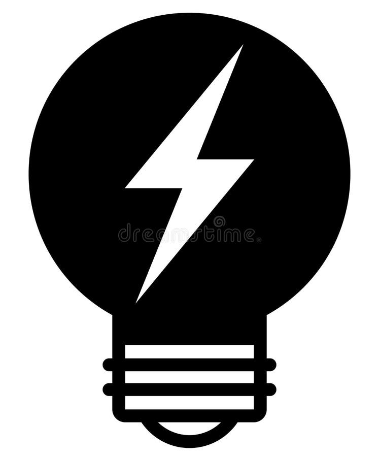 Light Bulb with Lightning Bolt Icon Stock Vector - Illustration of ...