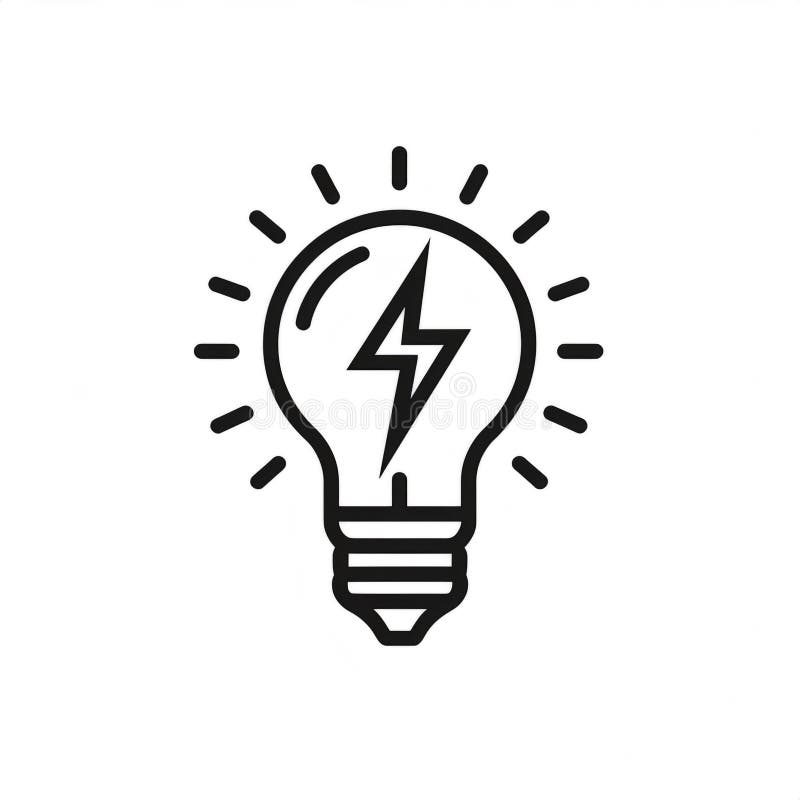 Light Bulb with Lightning Bolt Inside Symbolizing a Bright Idea ...