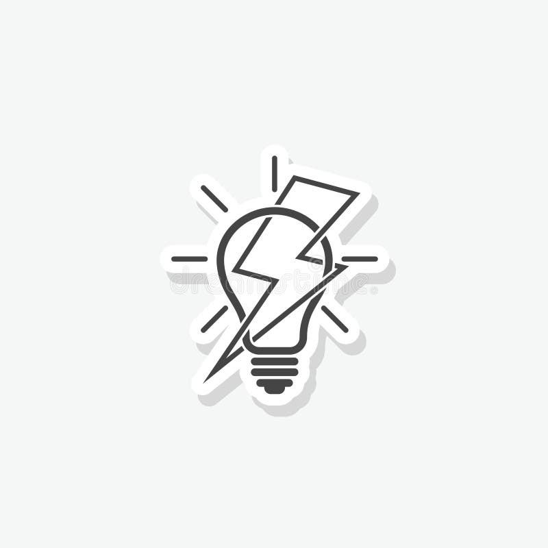 Light Bulb and Lightning Bolt Logo Design Sticker Stock Vector ...