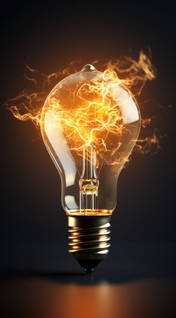 A Light Bulb with Lightning Coming Out of it Stock Illustration ...