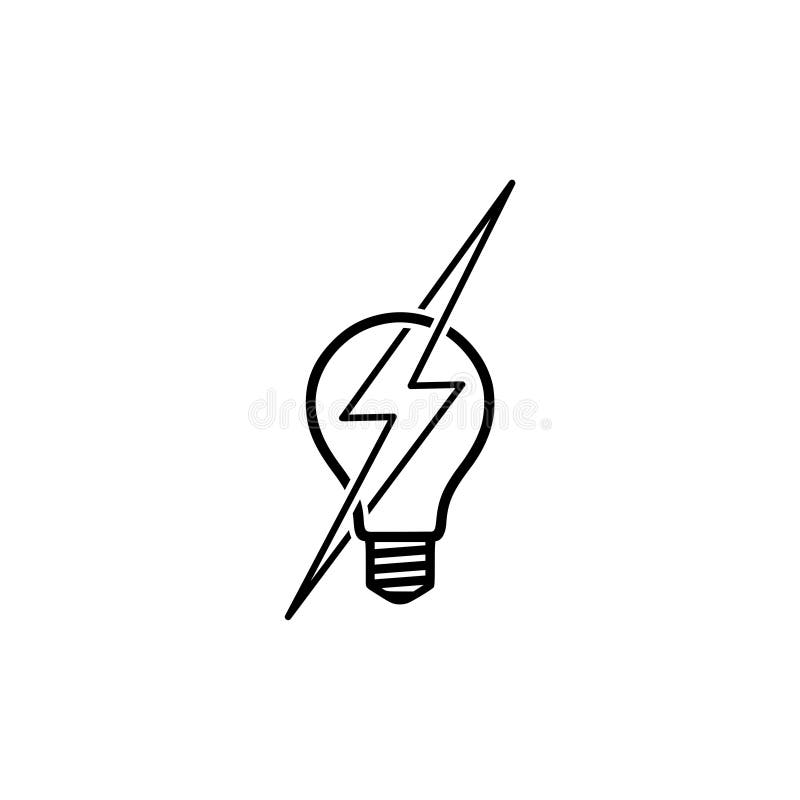Light Bulb with Lightning Icon Isolated on White Background Stock ...