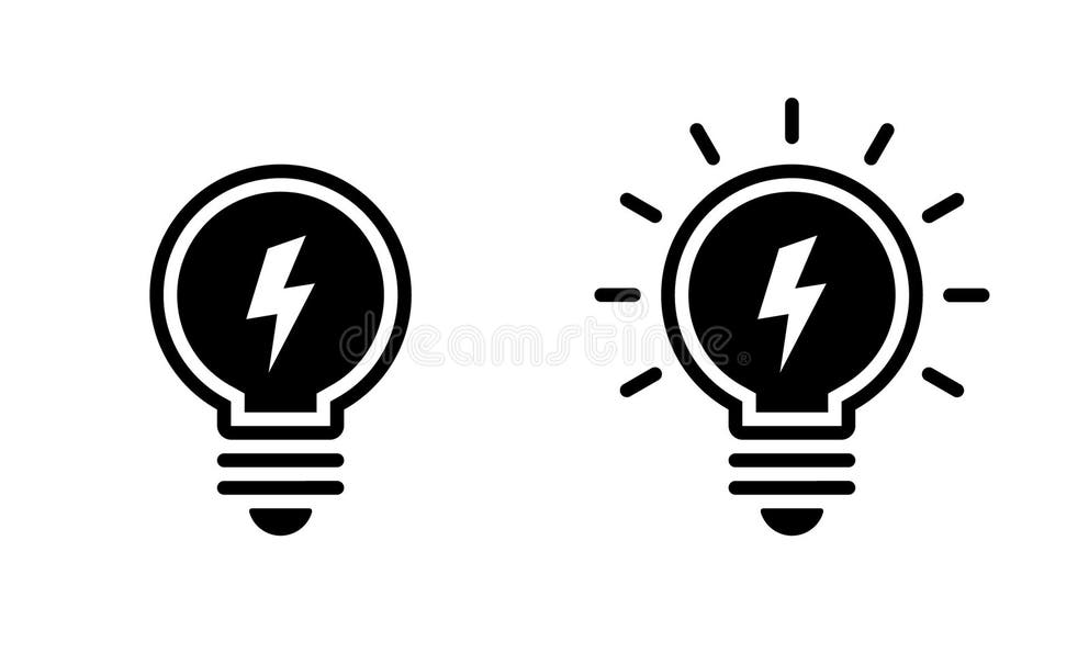 Light Bulb with Lightning Icon. Lamp with Flash Concept Stock Vector ...