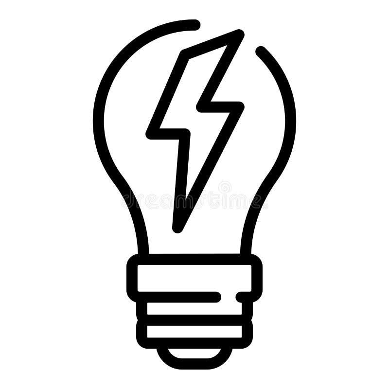 Light Bulb With Lightning Icon, Outline Style Stock Vector ...
