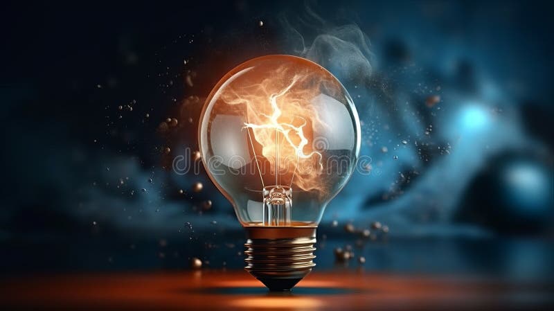 Light Bulb Lightning and Spray Inside Stock Image - Image of electric ...