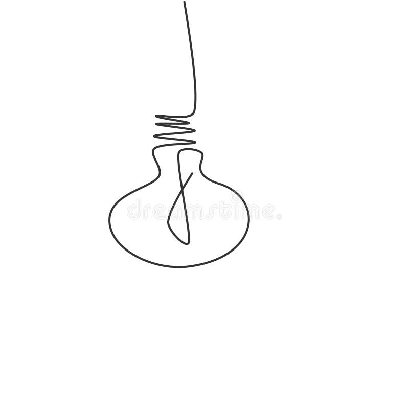 Simple Hanging Light Bulb Outline Stock Vector - Illustration of glass ...