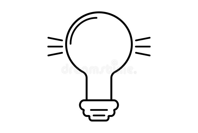 Light Bulb Flat Outline Icon Science Symbol Art Sign Artwork Stock ...