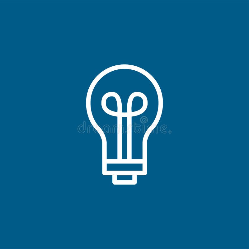 Light Bulb Line Icon on Blue Background. Blue Flat Style Vector ...